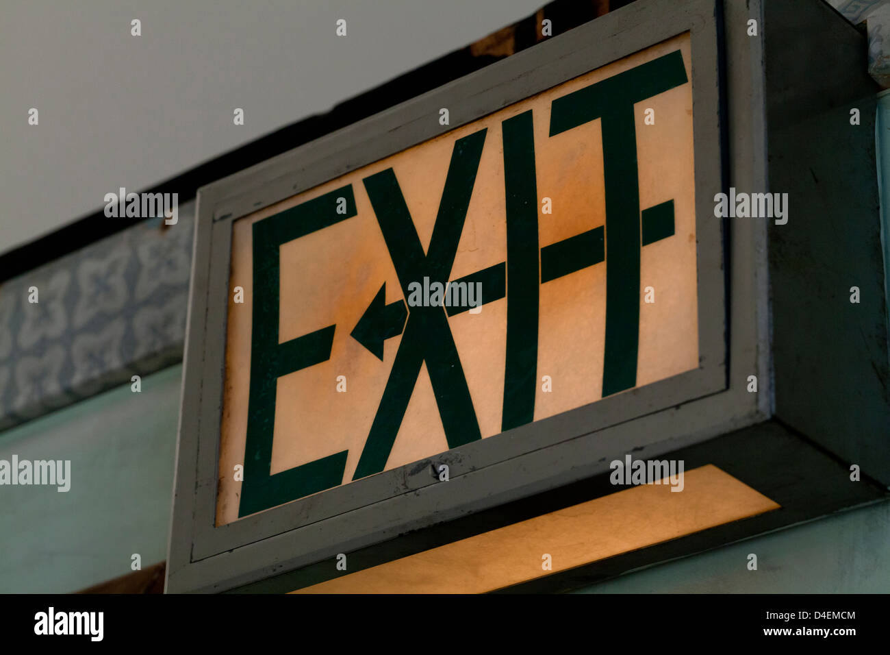Vintage illuminated exit sign hi-res stock photography and images - Alamy