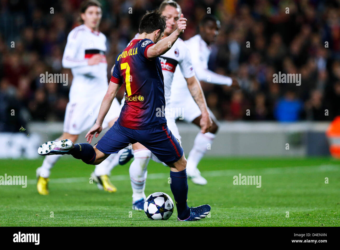 Barcelona, Spain. 12th March 2013. David Villa (Barcelona), Football ...