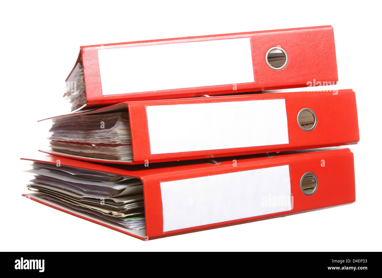 Red file folders archive isolated on white background Stock Photo - Alamy