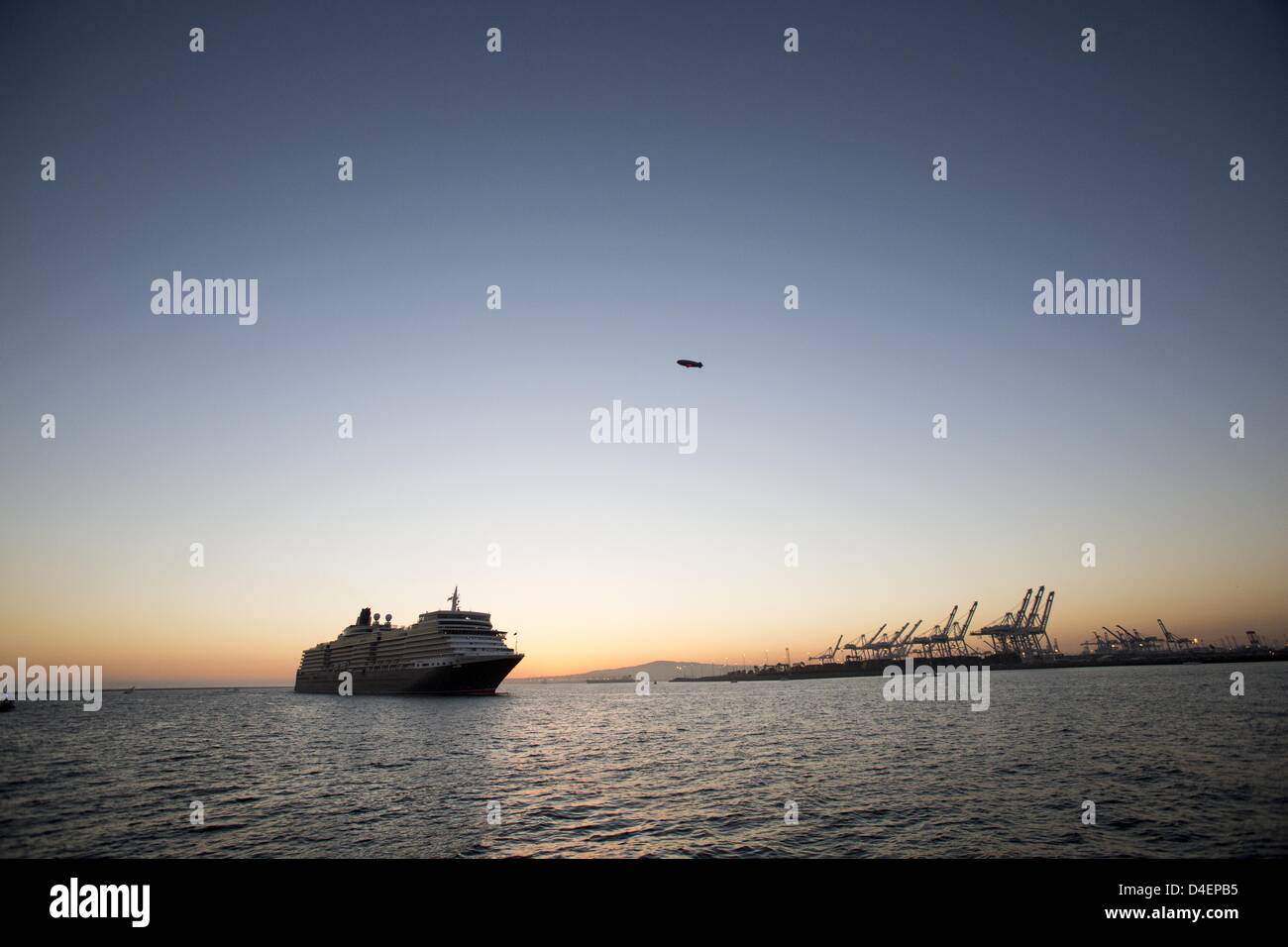 Long Beach, California, USA. 12th March 2013. The Goodyear Blimp flies ...