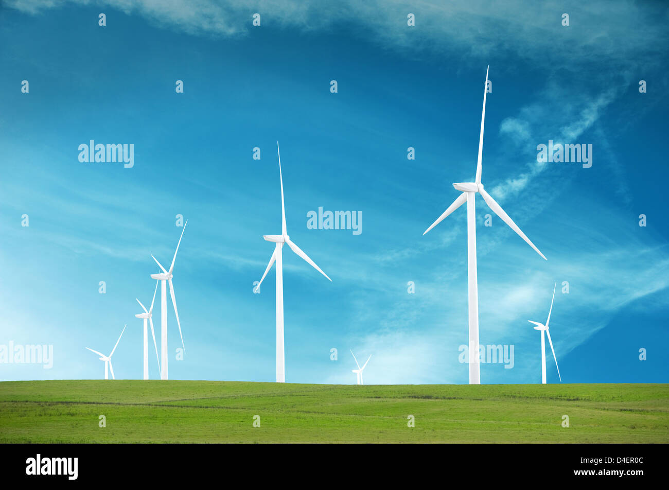 Wind Turbines in an Open Field Stock Photo - Alamy