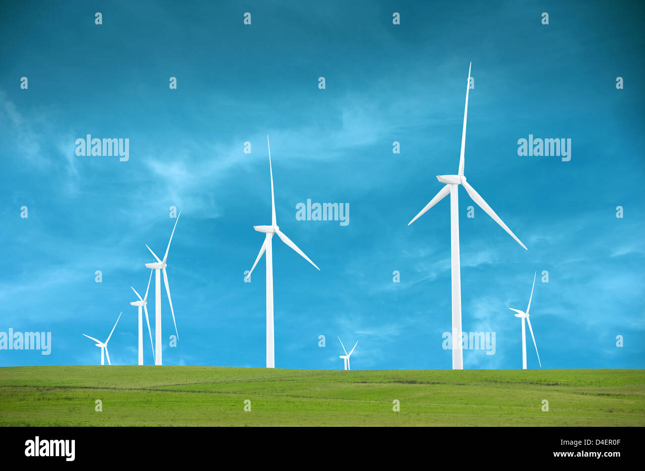 Wind Turbines in an Open Field Stock Photo - Alamy