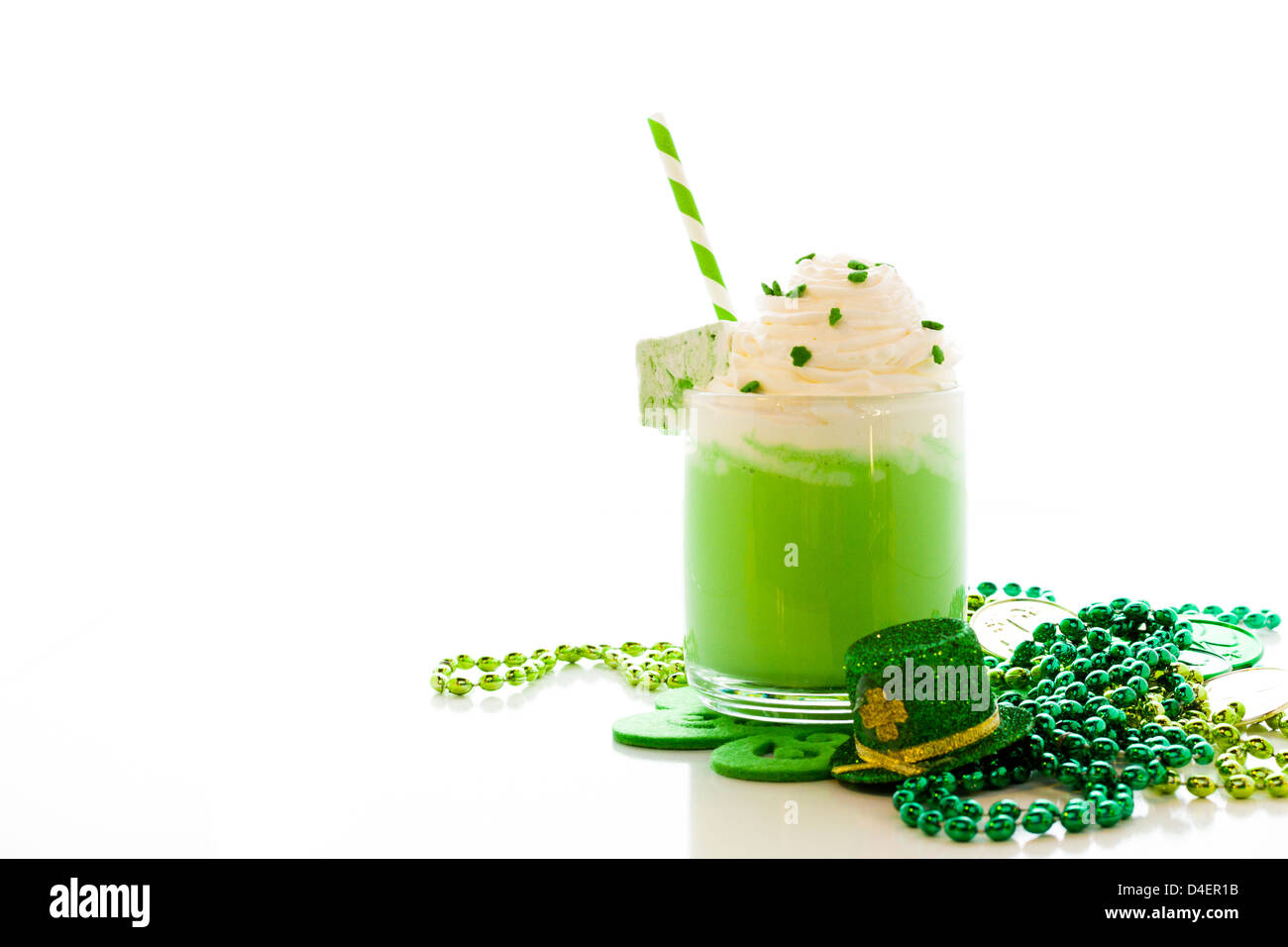 Green hot chocolate with marshmallow cube for St. Patrics Day Stock ...