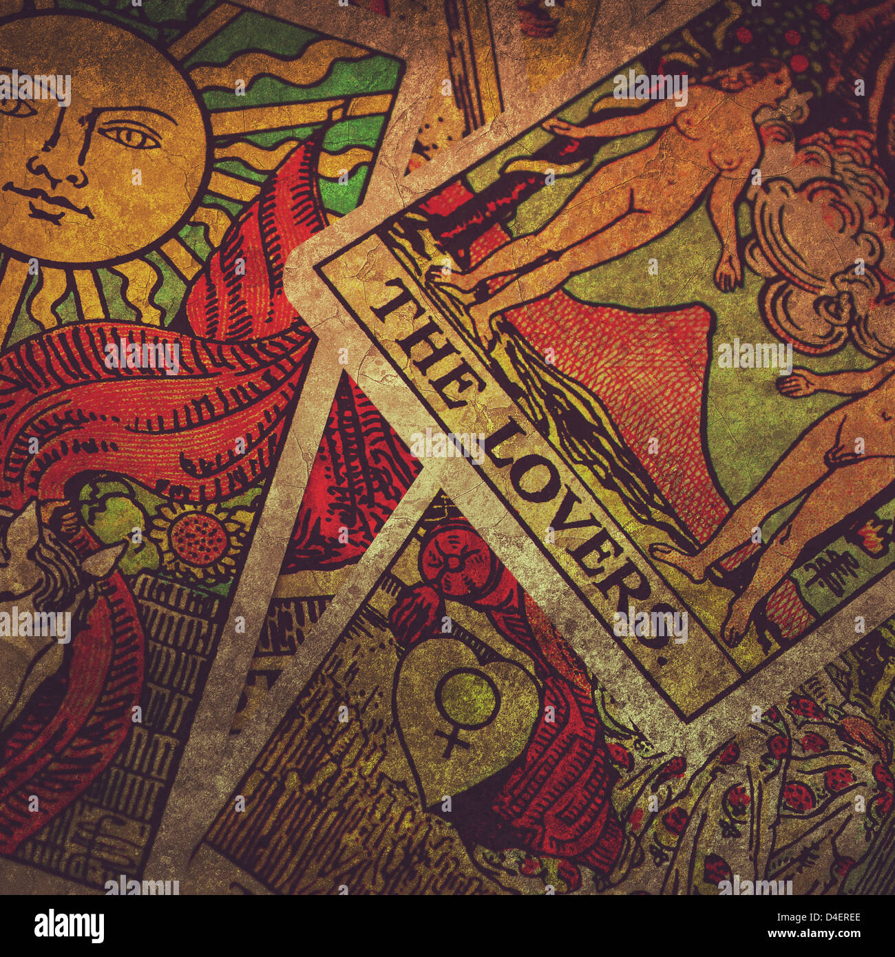 grunge tarot cards Stock Photo - Alamy