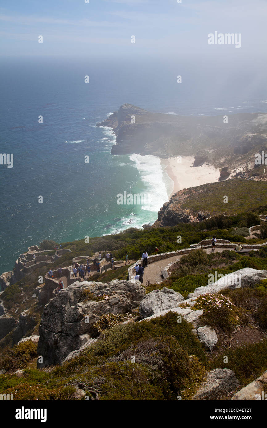 View from Cape Point Beacon with Visitors climbing the stairs - Western ...