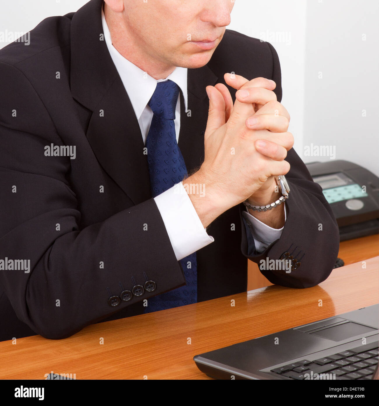 Businessman looking at the monitor Computer . Close Up Stock Photo - Alamy