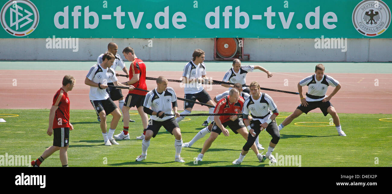 The German national squad perform exercises during the German national ...