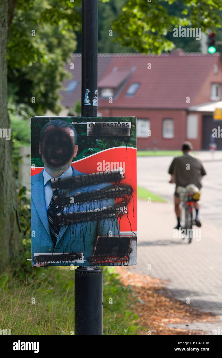 Goldberg, Germany, the NPD scrawled election poster for the ...