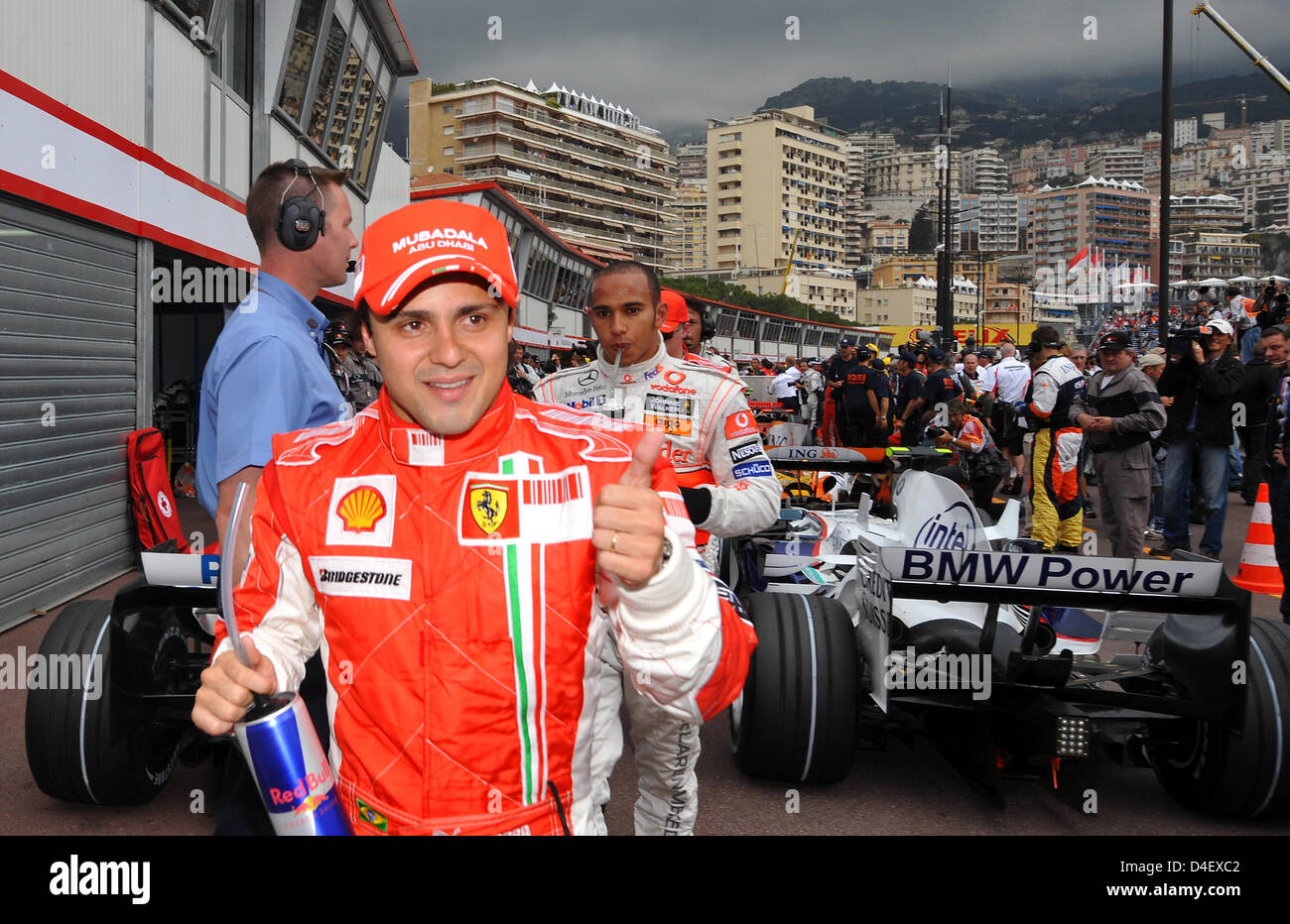 Brazilian Formula One driver Felipe Massa of Scuderia Ferrari thumbs up ...
