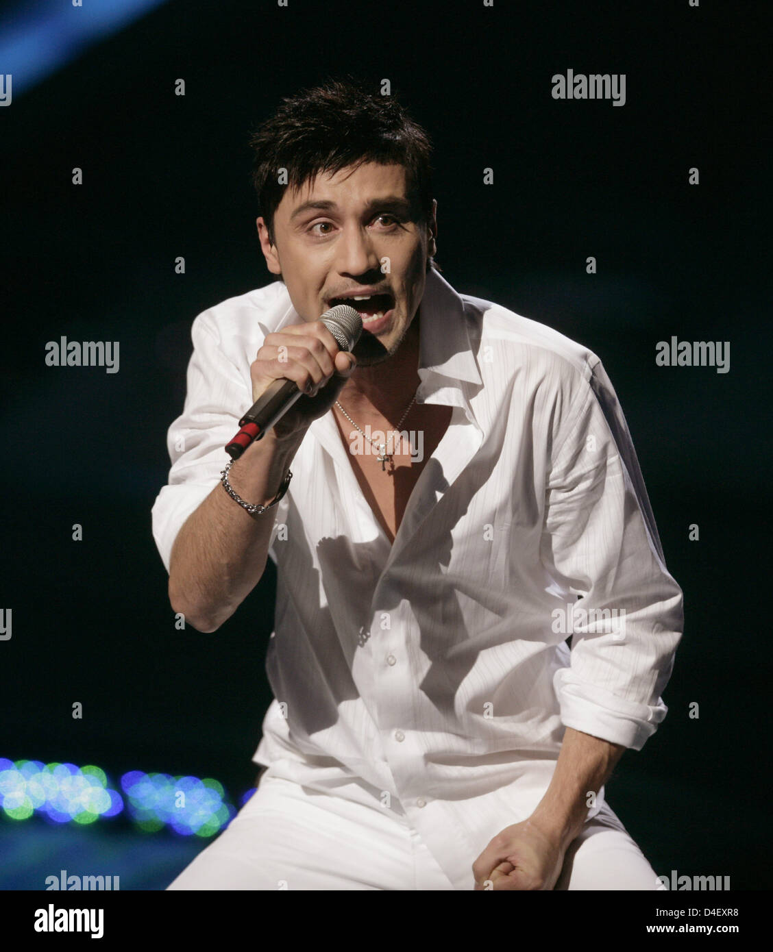 Russian singer Dima Bilan performs at the dress rehearsal to the ...