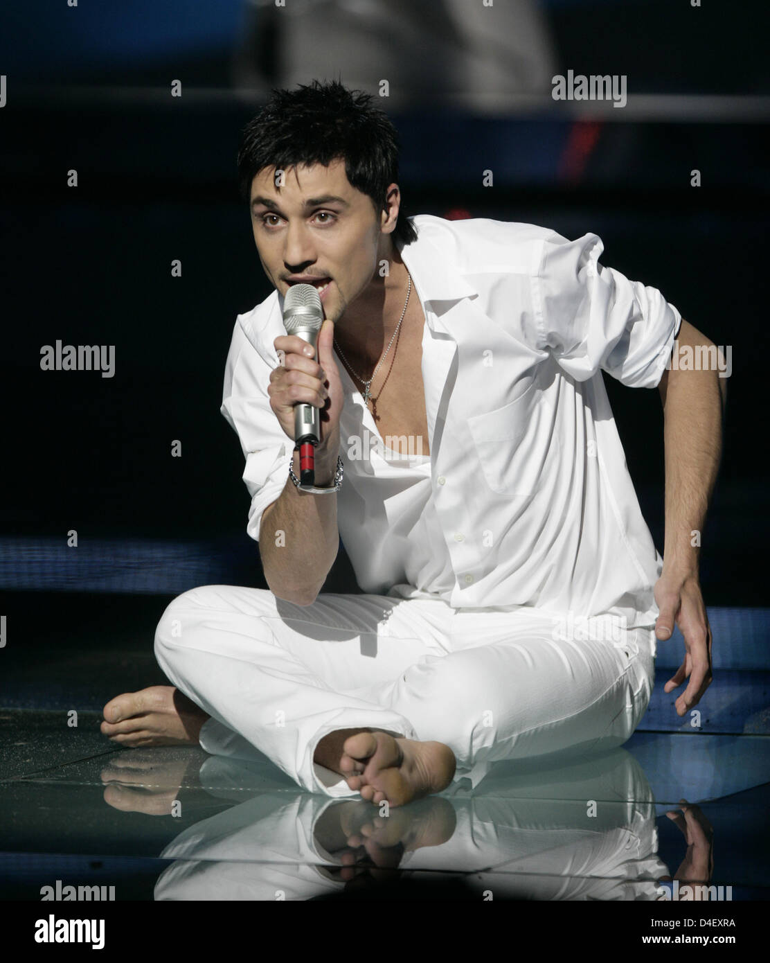 Russian singer Dima Bilan performs at a dress rehearsal to the ...