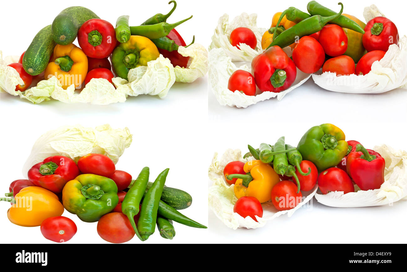 vegetable Vegetarian green, yellow, orange, red and Stock Photo - Alamy