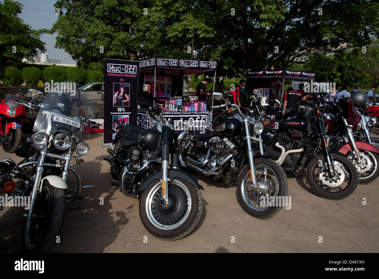 A group of bikers with their motorbikes photographed in India Stock ...