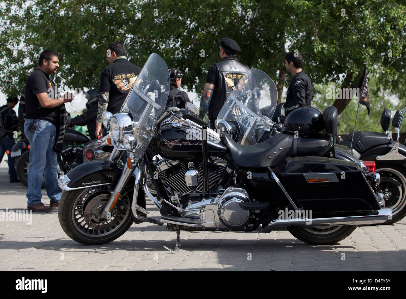 A group of bikers with their motorbikes photographed in India Stock ...
