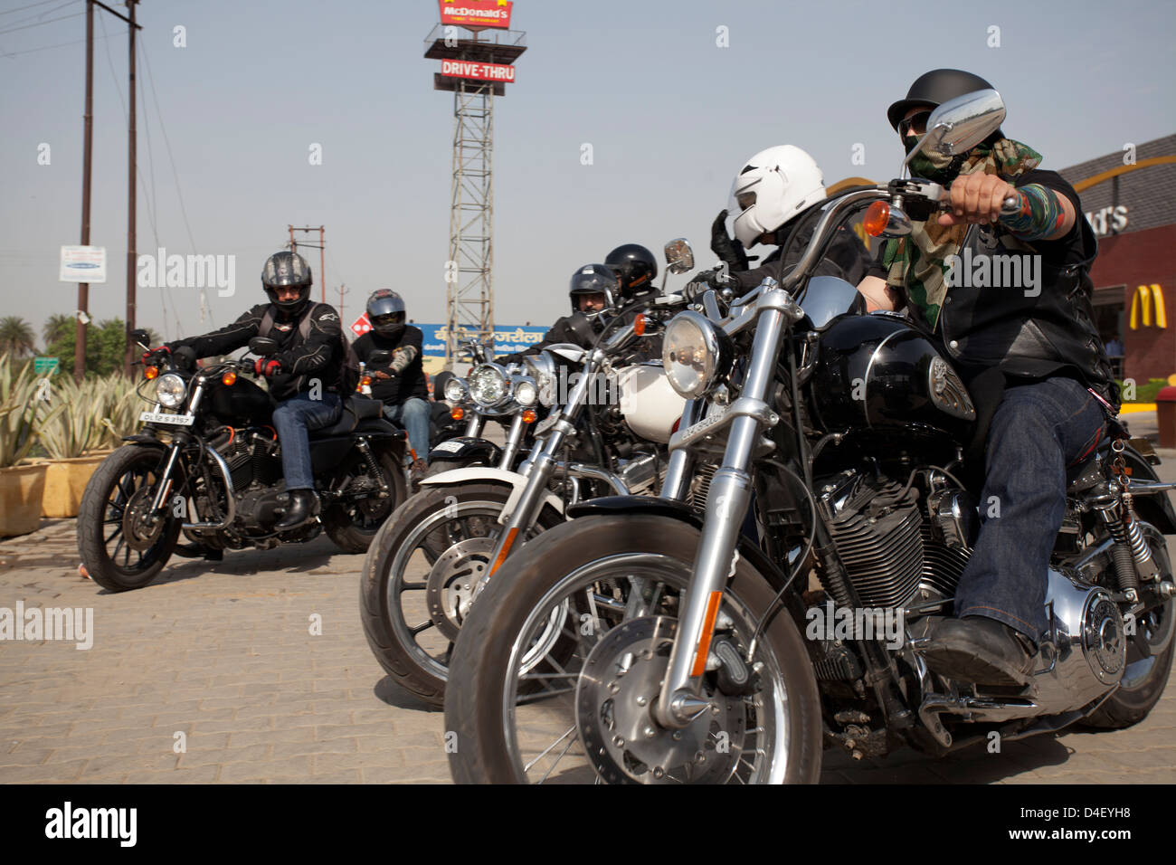 A group of bikers with their motorbikes photographed in India Stock ...