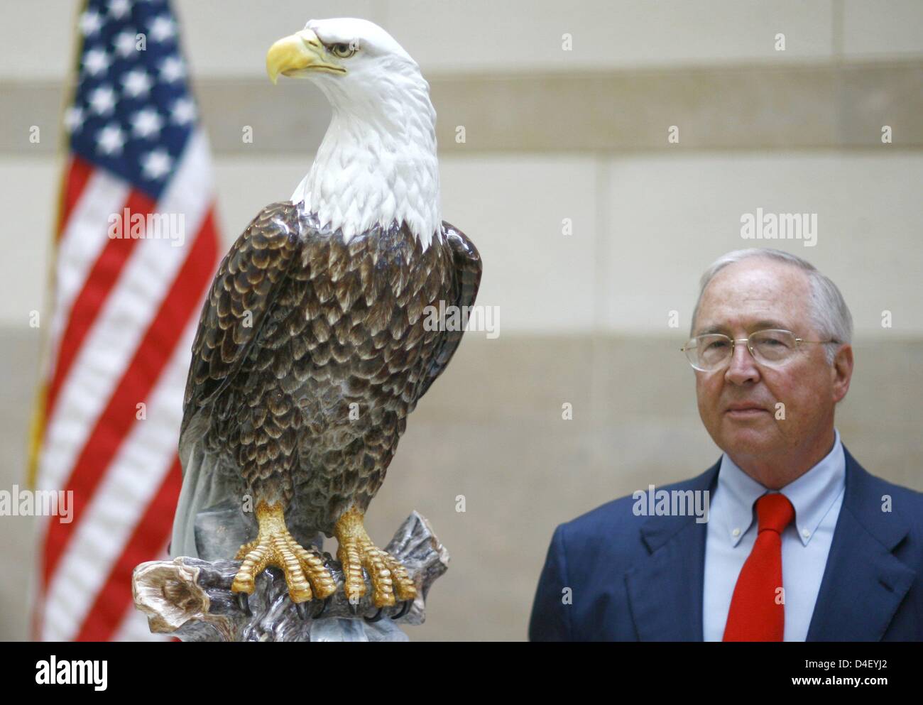 US ambassador to Germany William R. Timken poses next to a newly ...