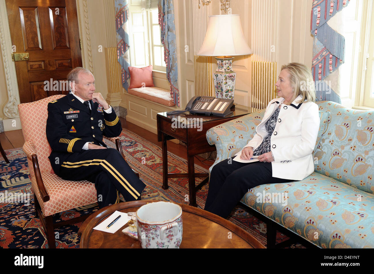 Secretary Clinton Meets With General Dempsey Stock Photo - Alamy