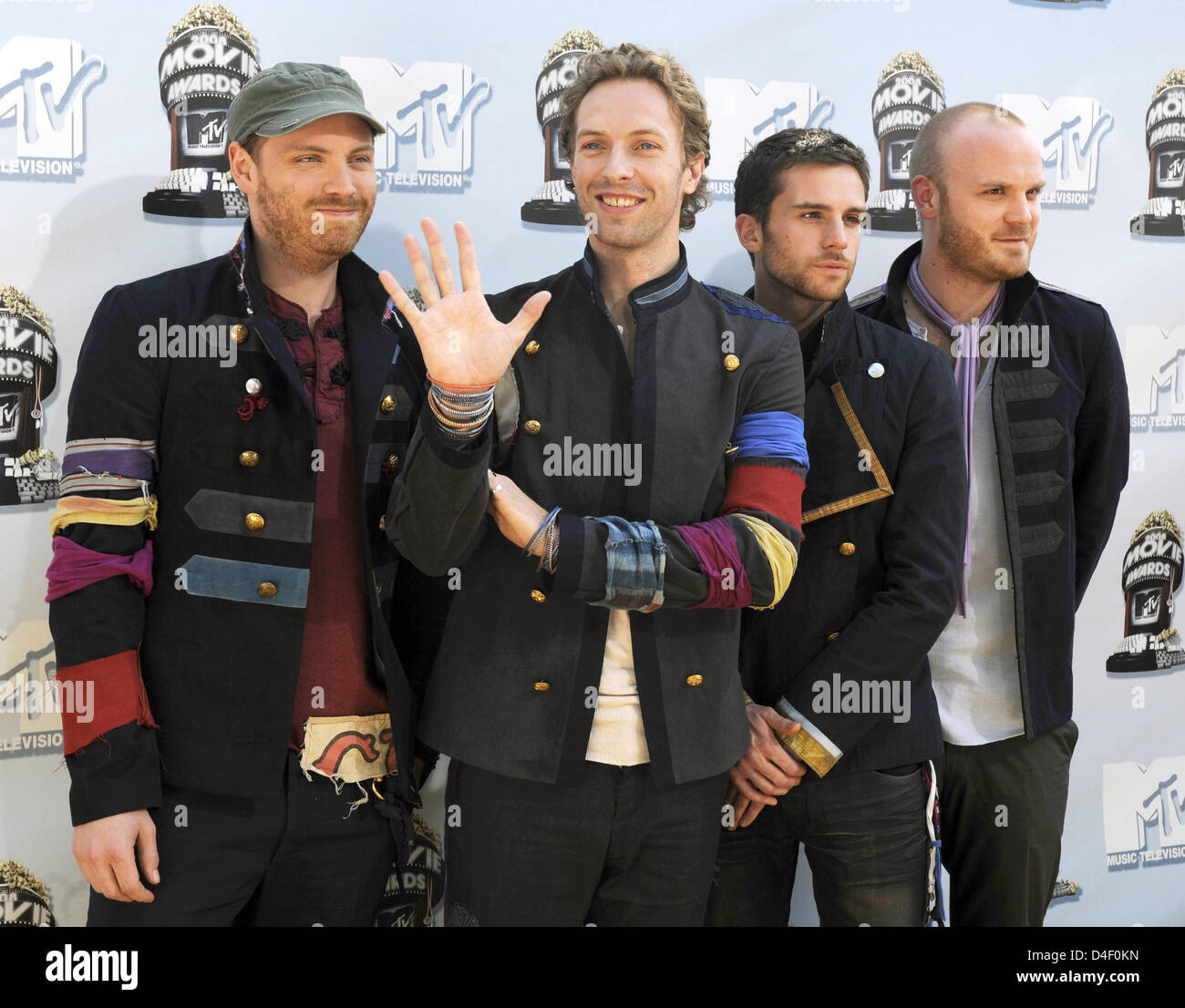 Singer Chris Martin (2-L) of the band Coldplay and his bandmates arrive ...