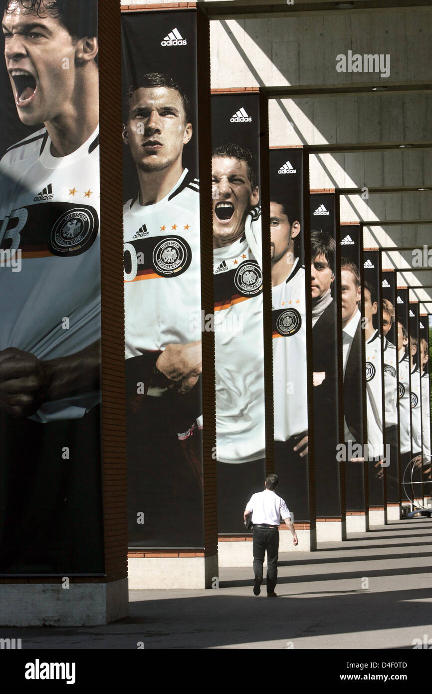 Giant posters of German internationals pictured at the national squad's ...