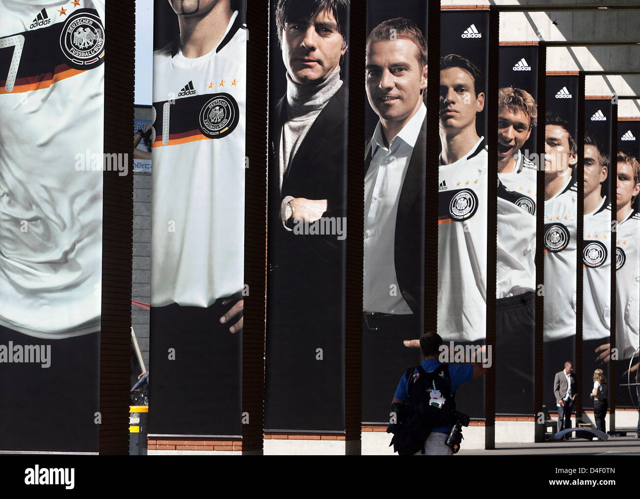 Giant posters of German internationals pictured at the national squad's ...