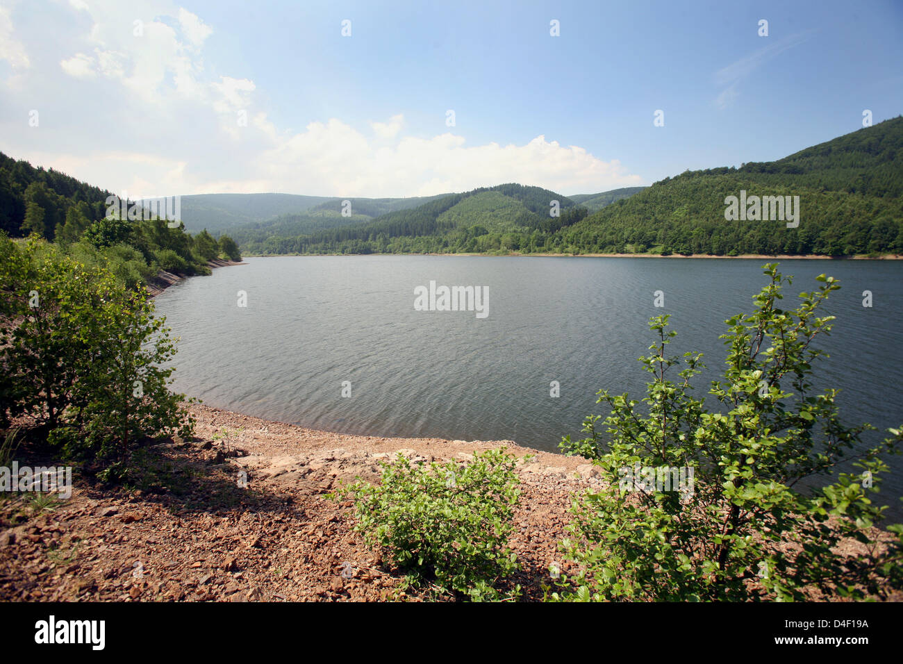 The picture shows the reservoir of Innerste dam at mountain range Harz ...
