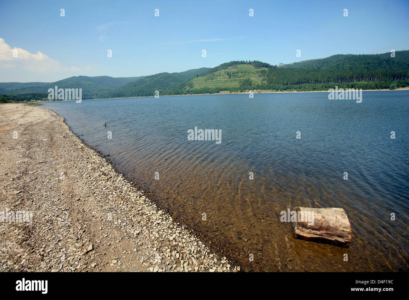 The picture shows the reservoir of Innerste dam at mountain range Harz ...