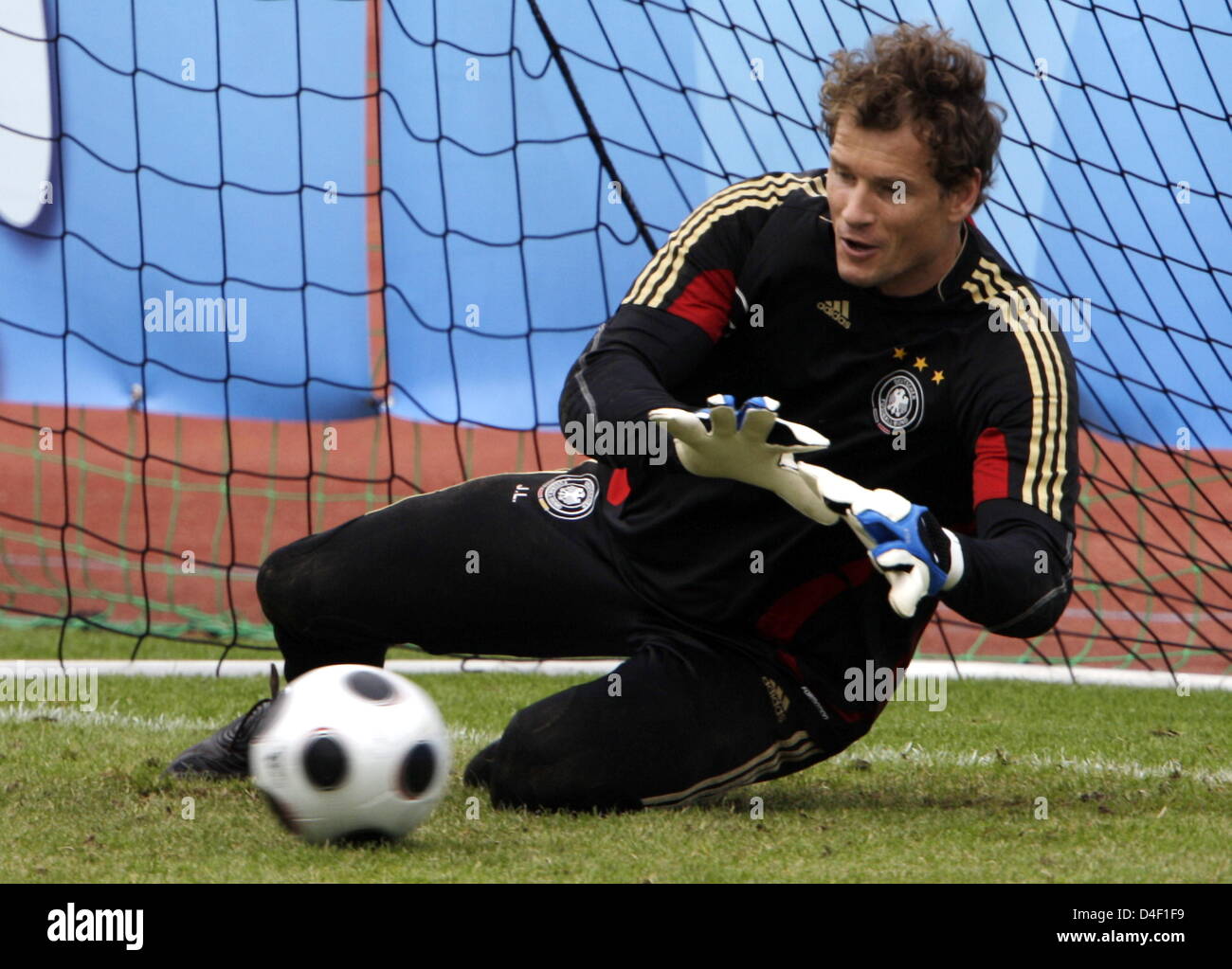 Goalkeeper of the German national soccer squad, Jens Lehmann, is shown ...