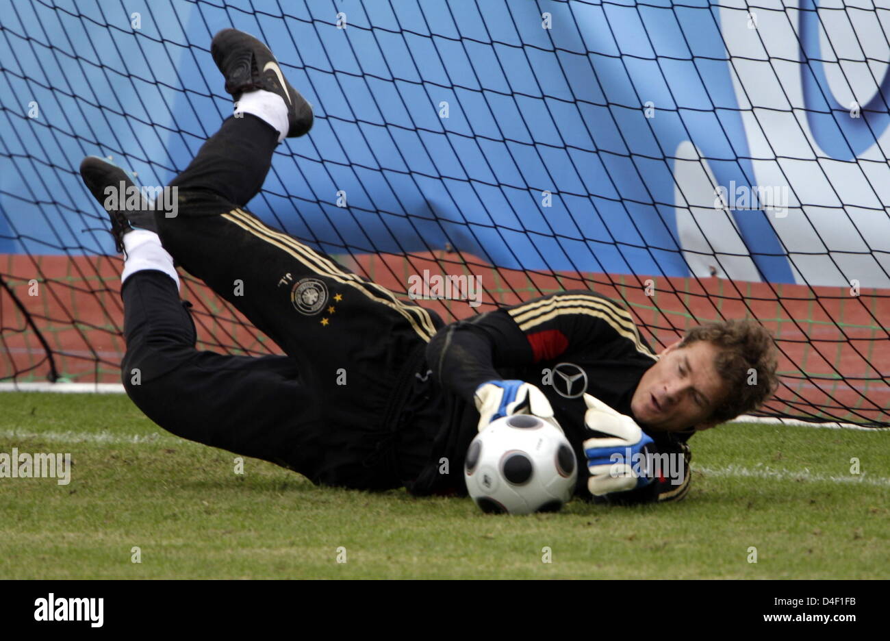 Goalkeeper of the German national soccer squad, Jens Lehmann, is shown ...