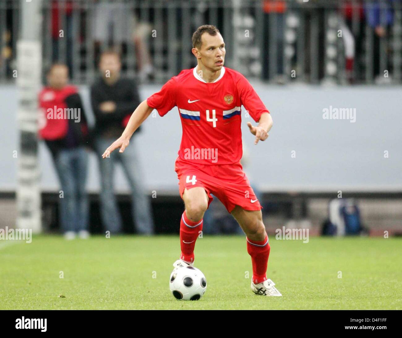 Russian international Sergey Ignashevich is on the ball during the test ...