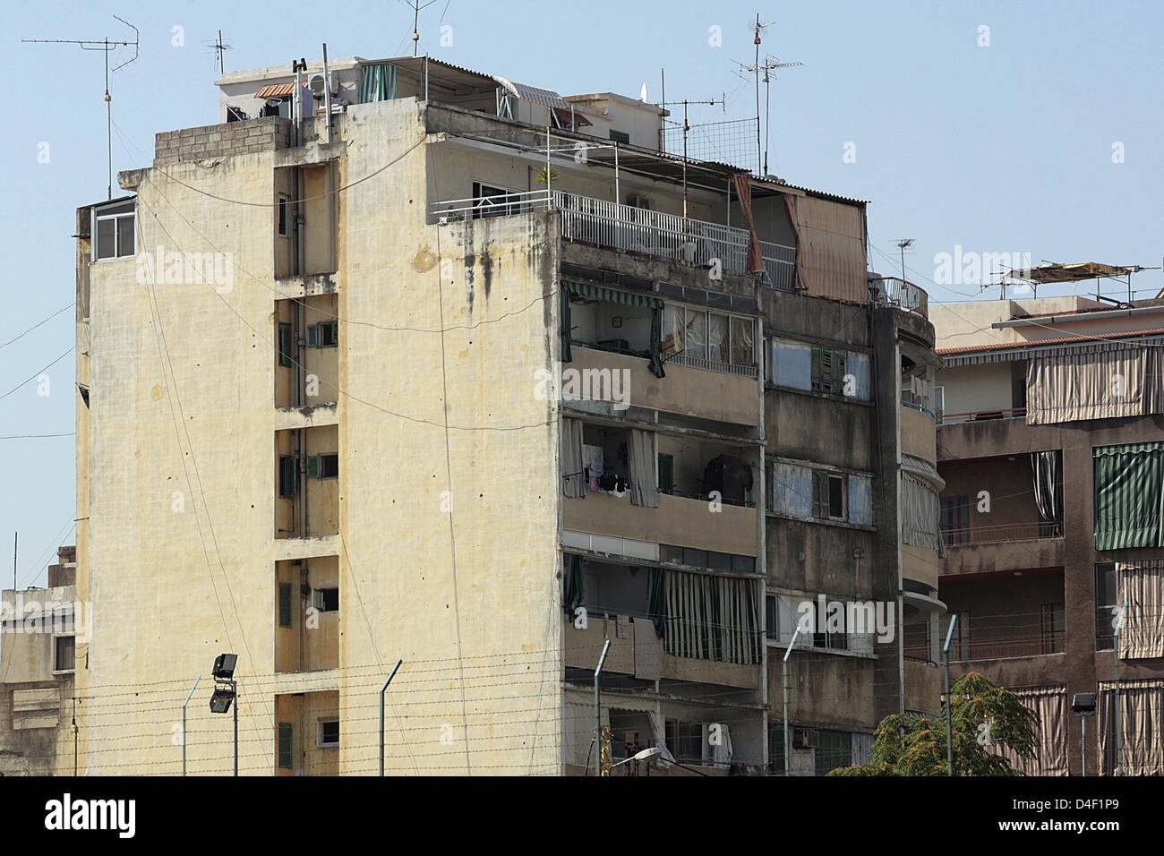 A deadbeat tenement block captured in Beirut, Lebanon, 01 June 2008 ...