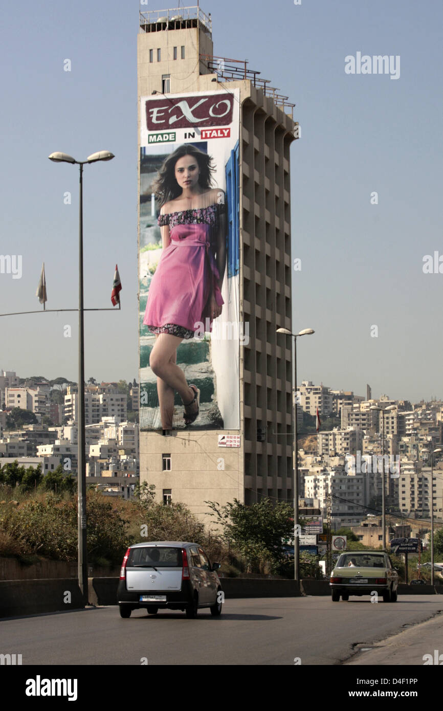 Advertisment for Italian fashion pictured in Beirut, Lebanon, 01 June ...