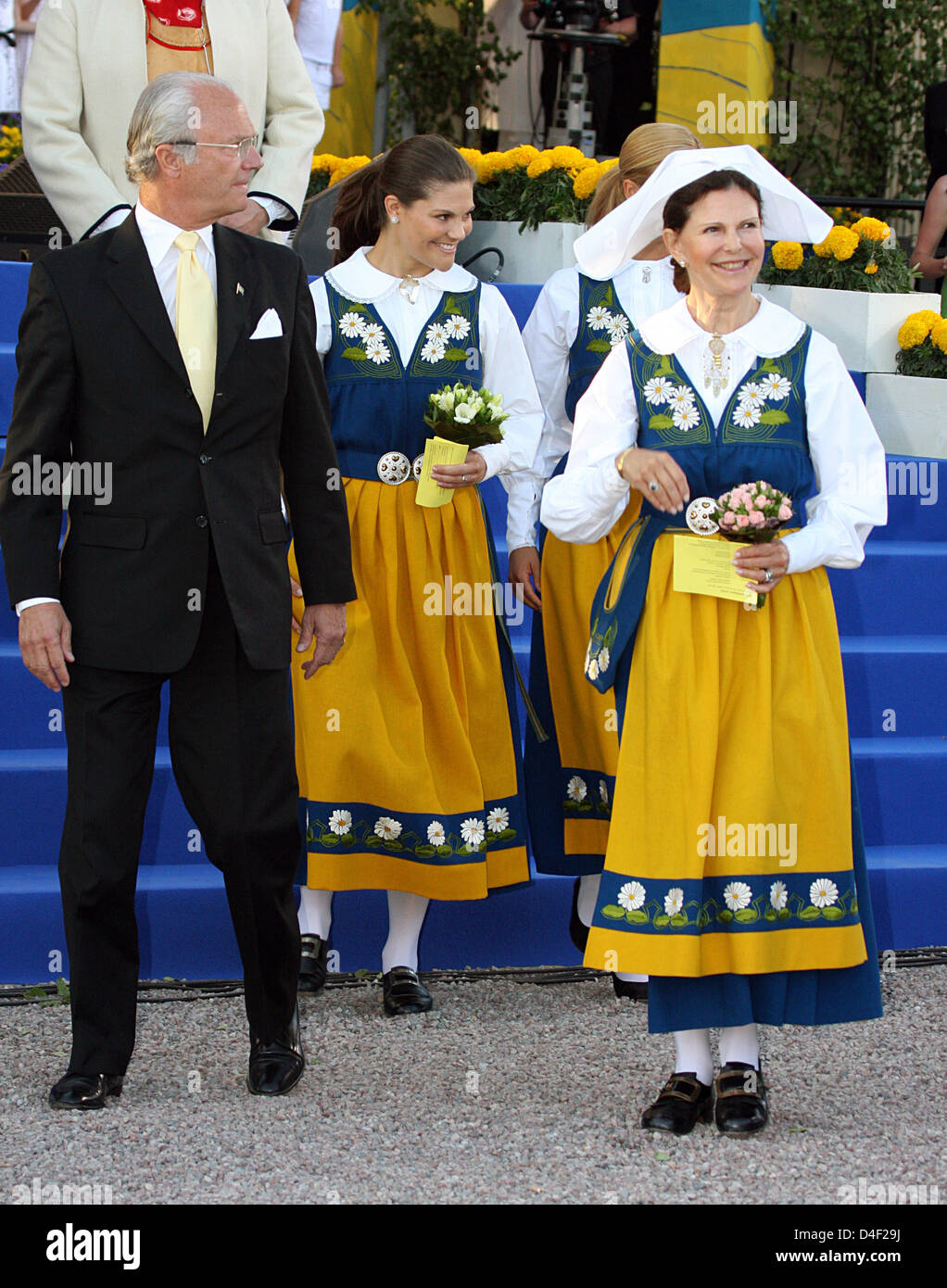 King Carl Gustav (L) and Queen Silvia (R) attend with their daughters ...