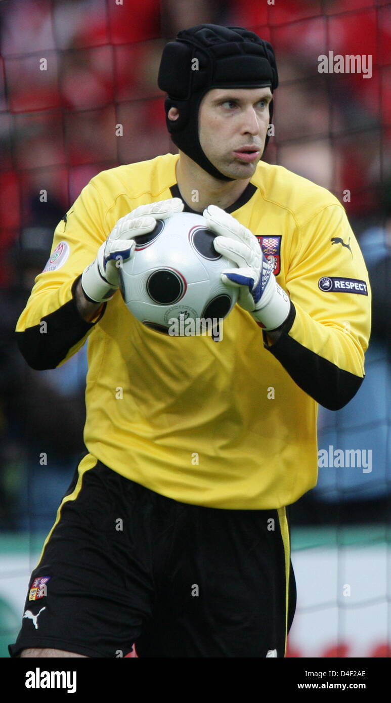 Goalkeeper Petr Cech of Check Republic catches a ball during the EURO ...