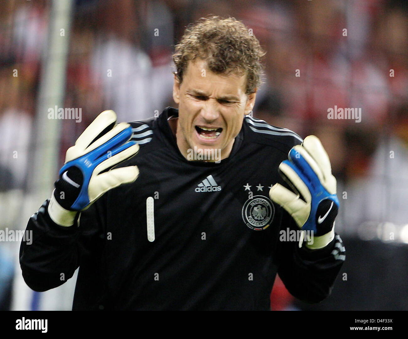 German goalkeeper Jens Lehmann gestures during the EURO 2008 ...