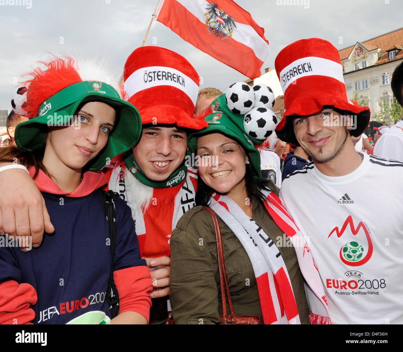 Austrian fans are pictured at the fan zone in Klagenfurt, Austria, 08 ...
