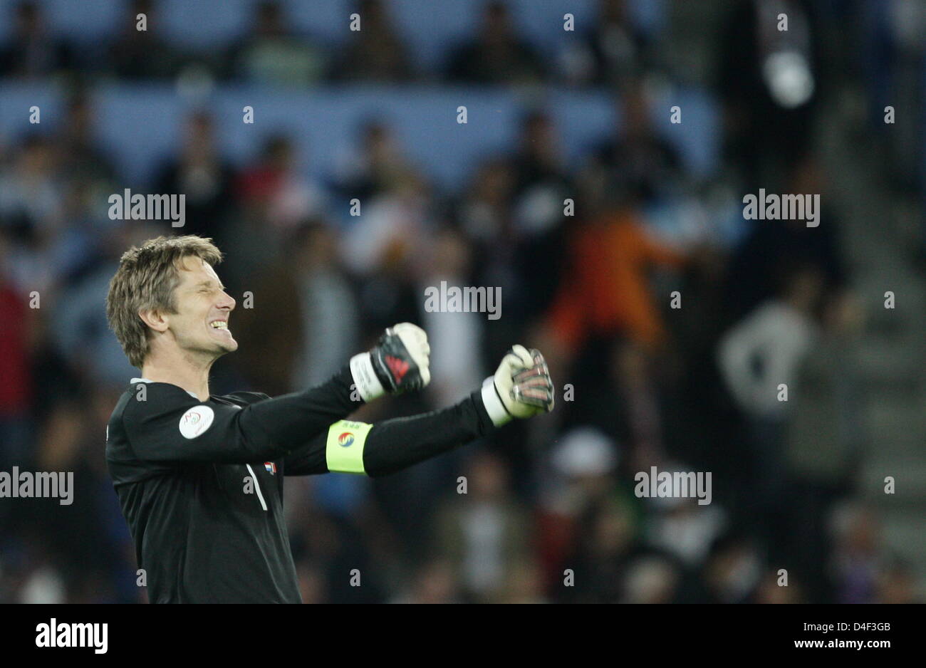 Dutch goalkeeper Edwin van der Sar jubilates after the 3-0 goal during ...
