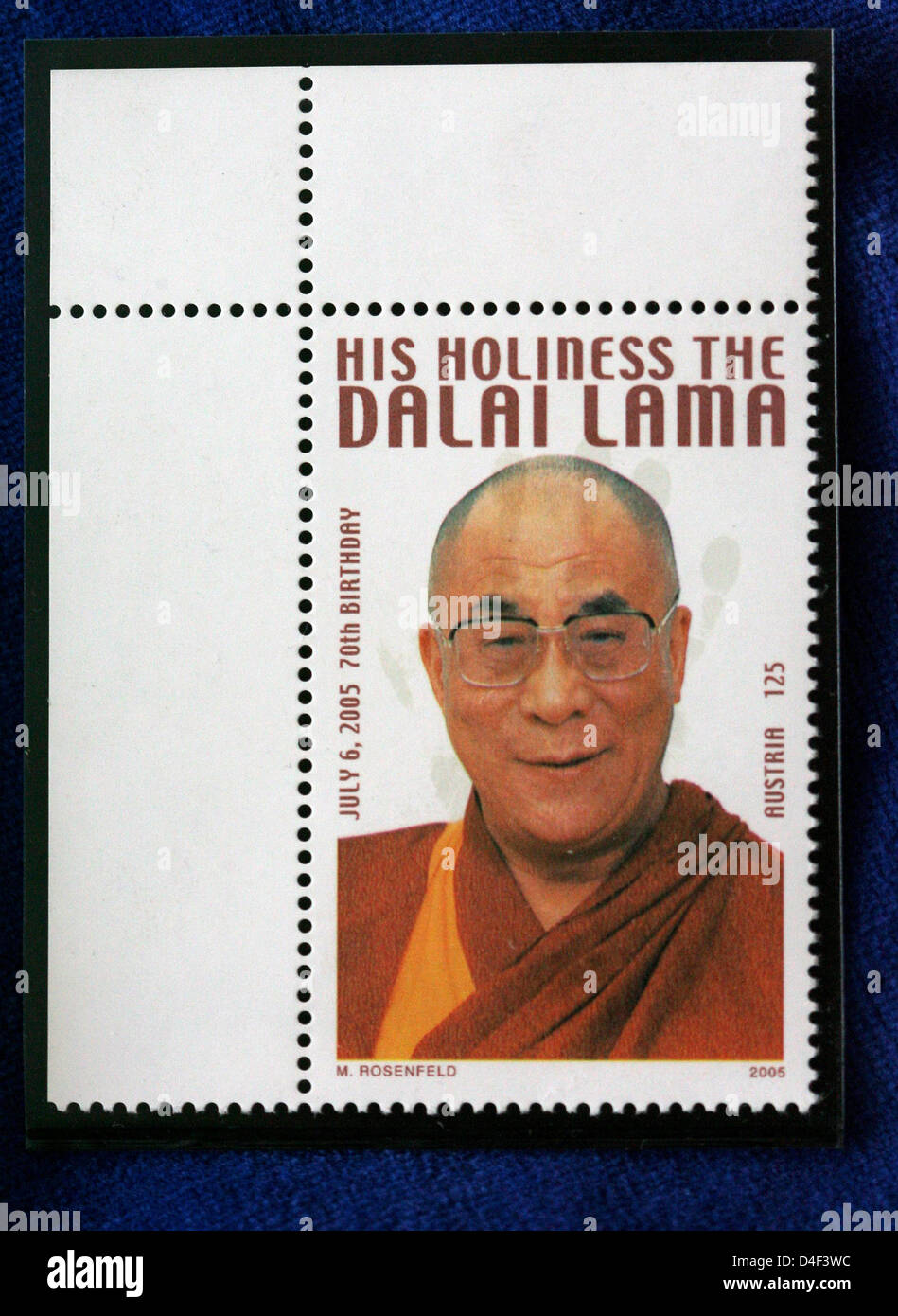 A rare stamp with the portray of the religious leader of the Tibetans ...
