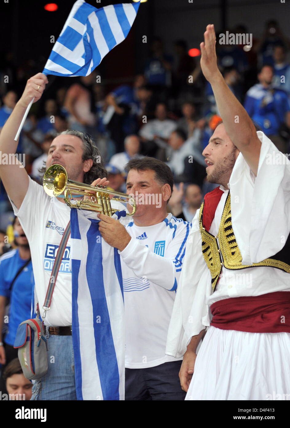 Greek Fans cheer for their team prior to the EURO 2008 preliminary ...