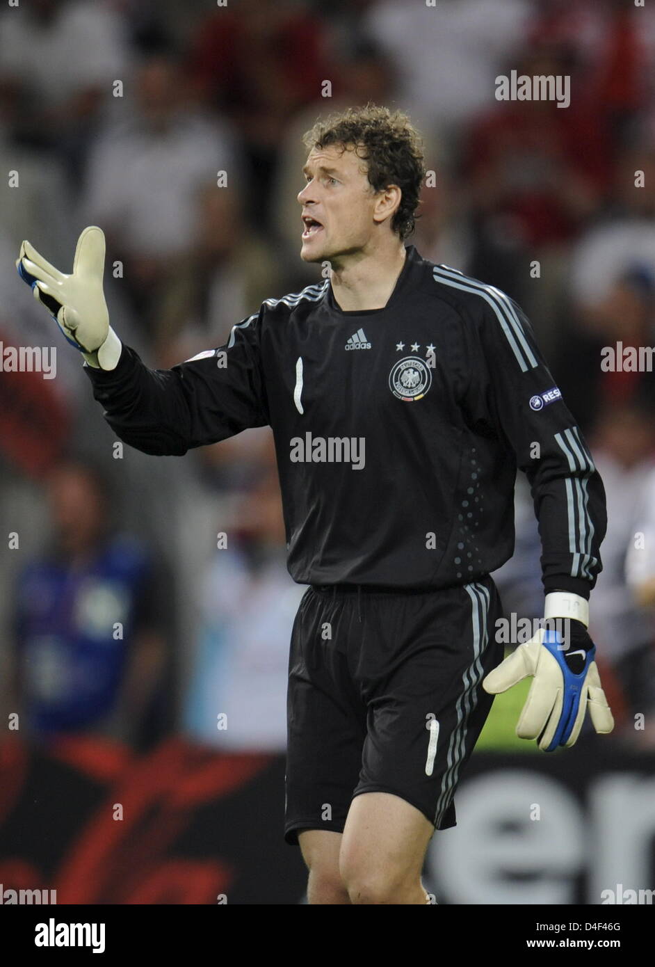Goalkeeper Jens Lehmann of Germany gestures during the EURO 2008 ...