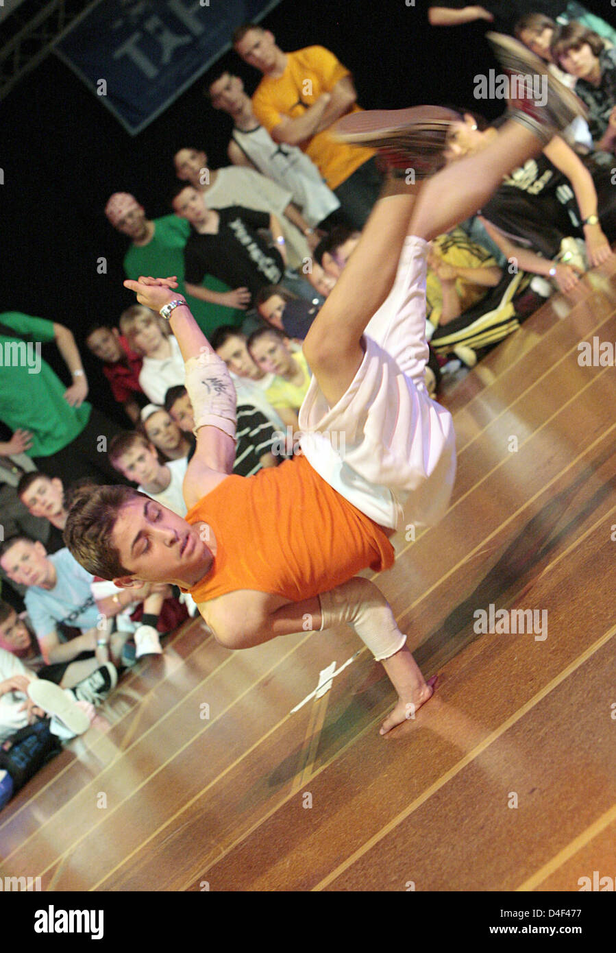 A breaker of Bulgarian 'New Hope Crew' performs his skills in the ...