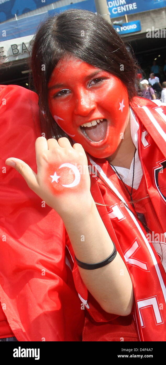 A supporter of Turkey cheers prior the UEFA EURO 2008 Group A ...