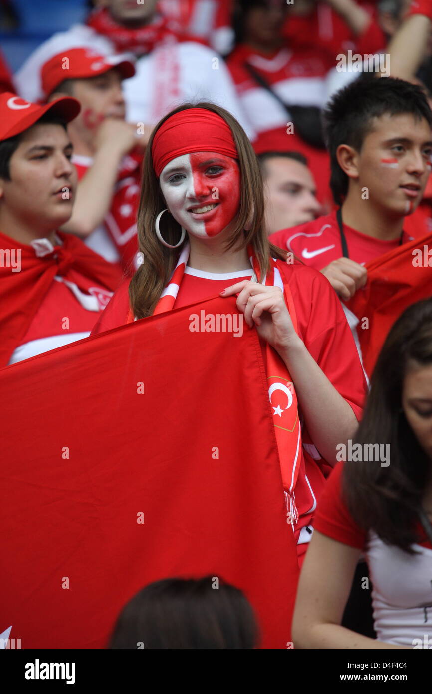 A supporters of Turkey cheers prior the UEFA EURO 2008 Group A ...