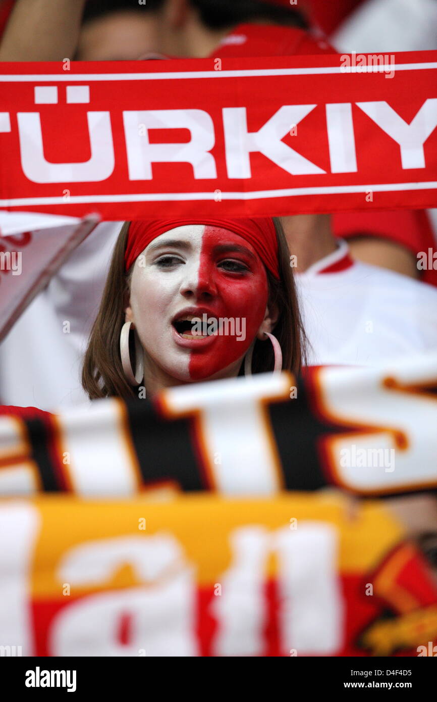 A supporter of Turkey cheers prior the UEFA EURO 2008 Group A ...