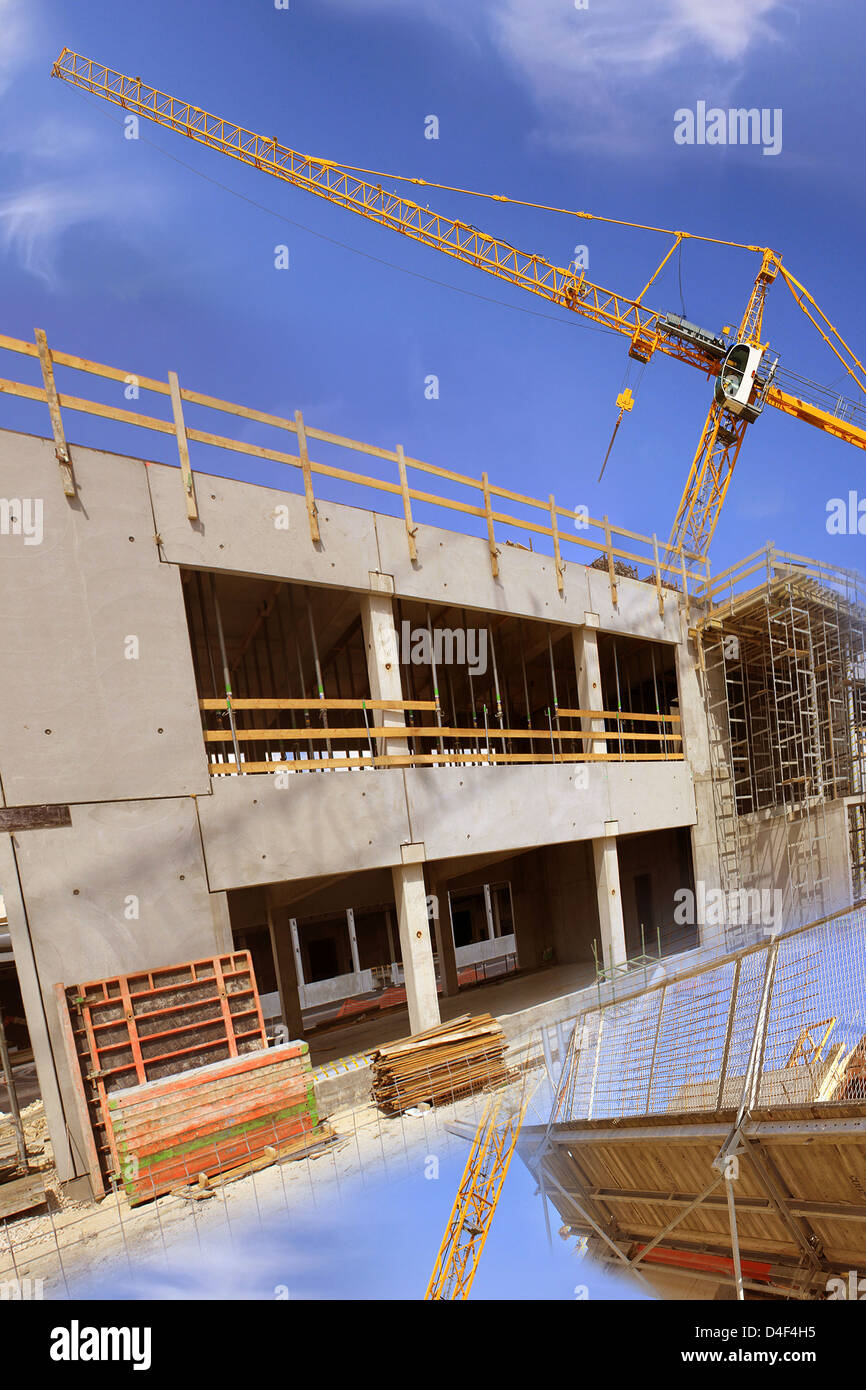 housing construction residential construction background and blue sky ...