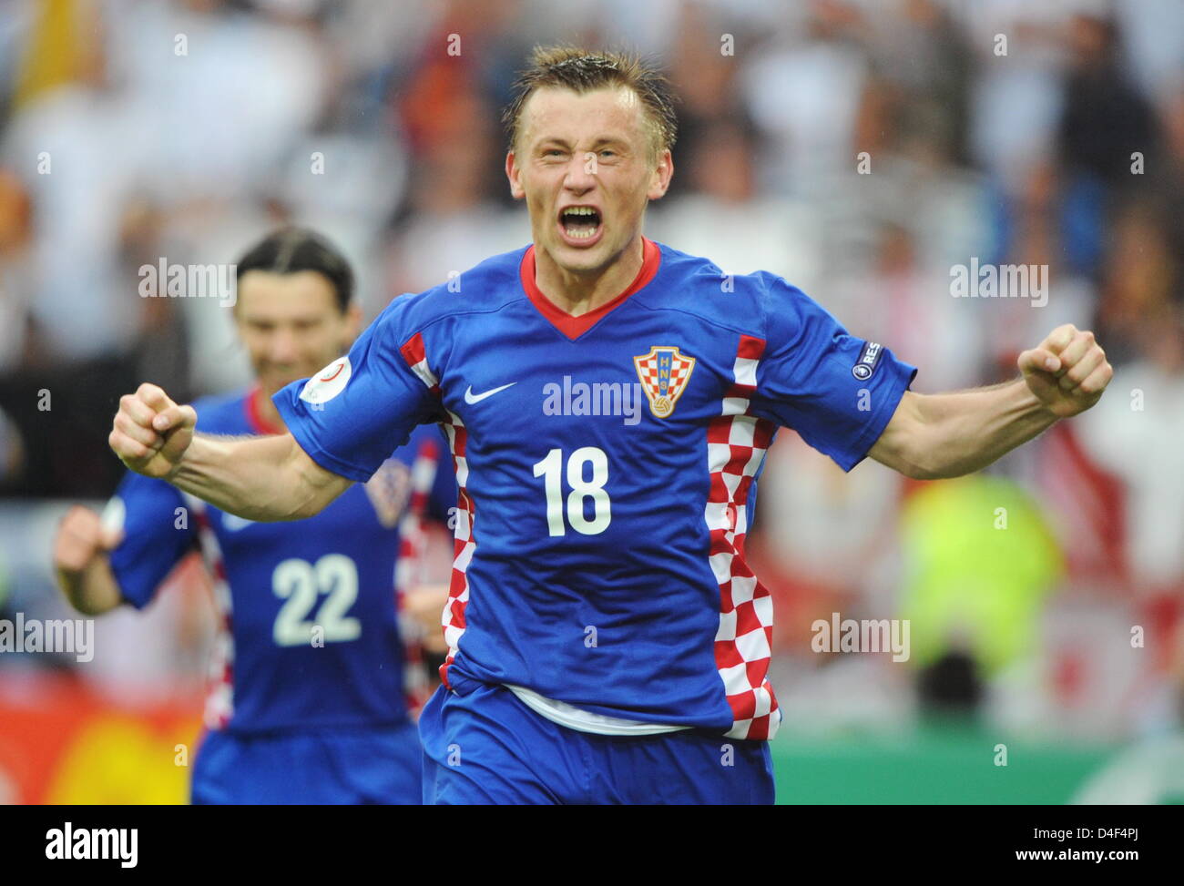 Ivica Olic of Croatia jubilates after scoring the 2-0 goal for his team ...