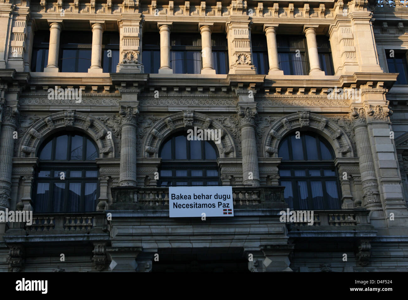 basque transparent on building in Bilbao Basque Country Spain writing ...
