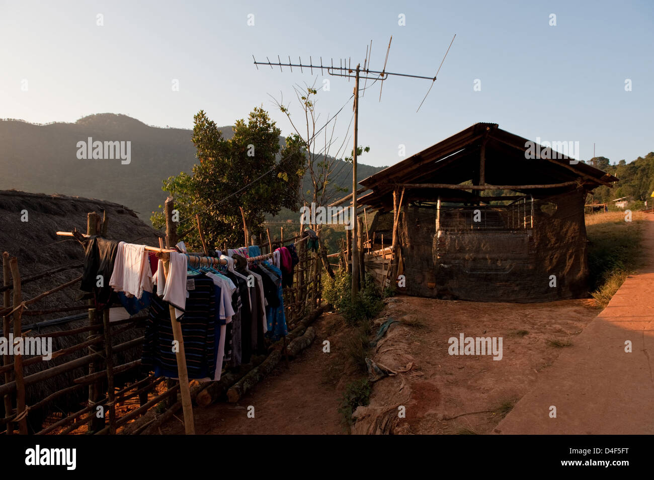 Khop Ban Dong, Thailand, TV antenna in front of a hut Stock Photo - Alamy