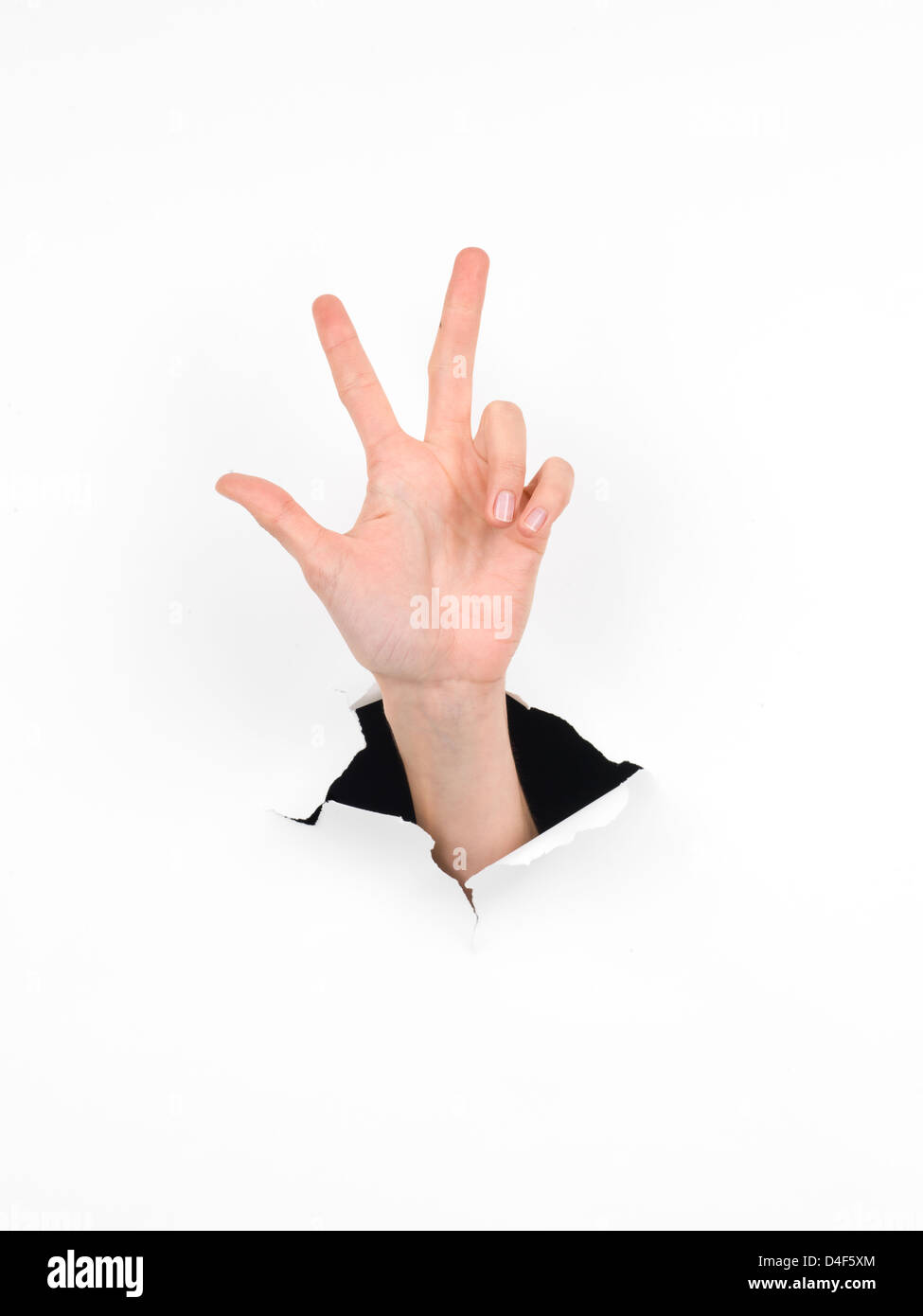 Three finger hand gesture hi-res stock photography and images - Alamy