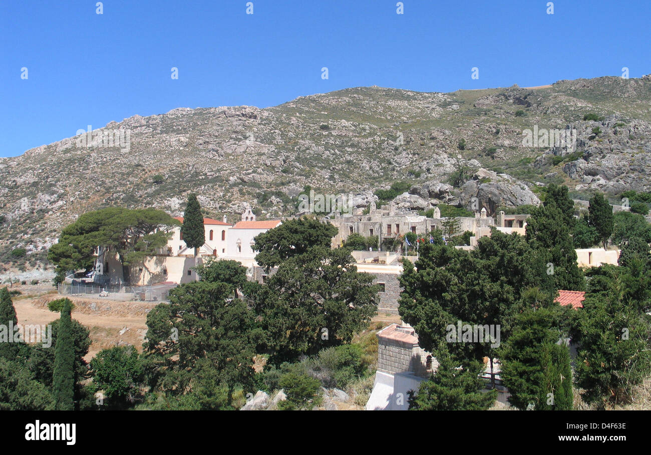 The picture shows the Preveli monastery at the southern coast of Crete ...
