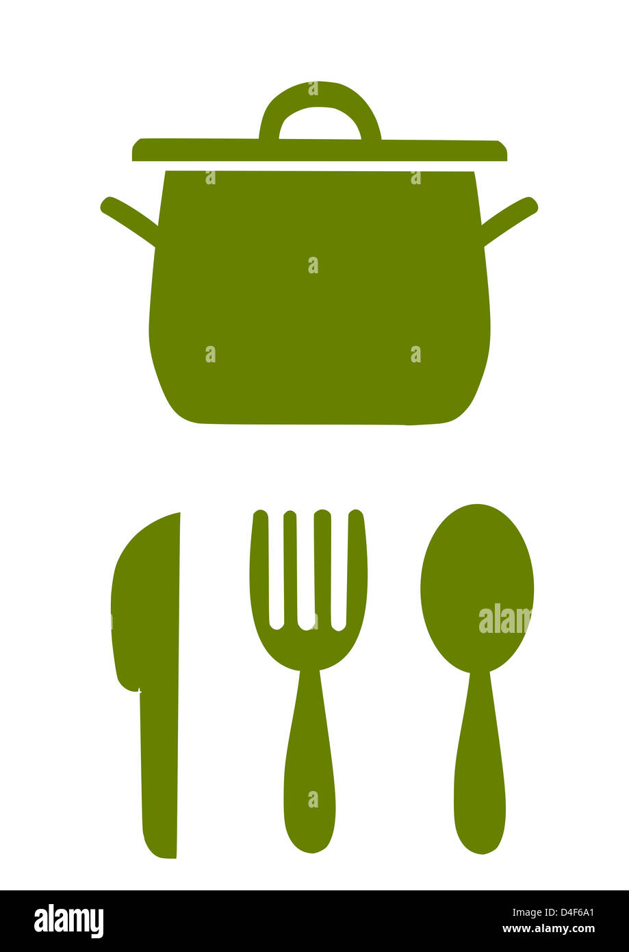 Simple kitchen symbols, green illustration - vector Stock Photo - Alamy